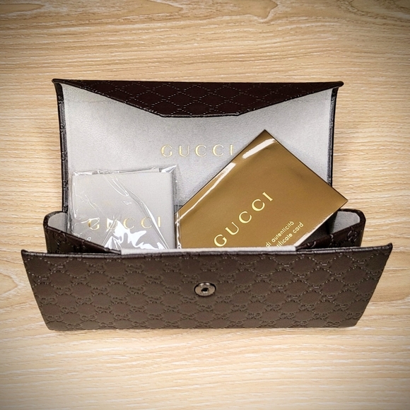 Gucci | Accessories | Gucci Gg Embossed Leather Triangular Collapsible ...